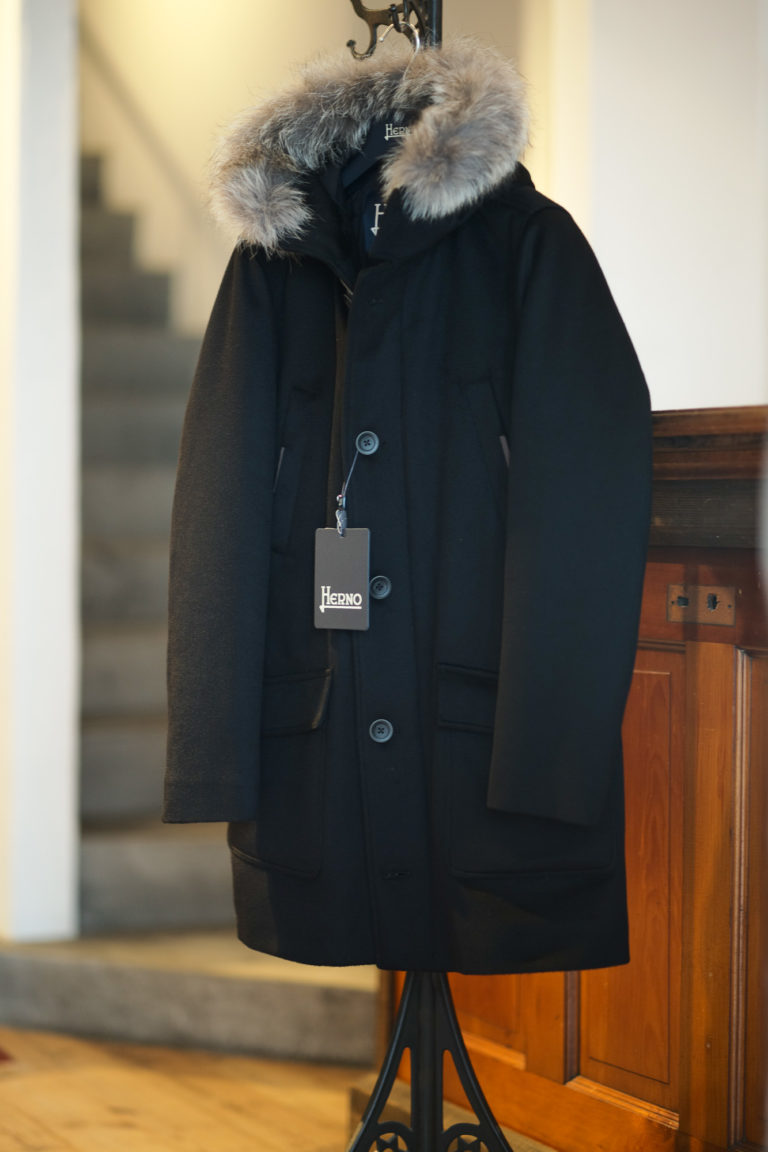 HERNO(ヘルノ) N-3B Cashmere coat (カシミア コート) LUIGI COLOMBO (ルイージ・コロンボ) 撥水 カシミア ロング コート BLACK (ブラック ...