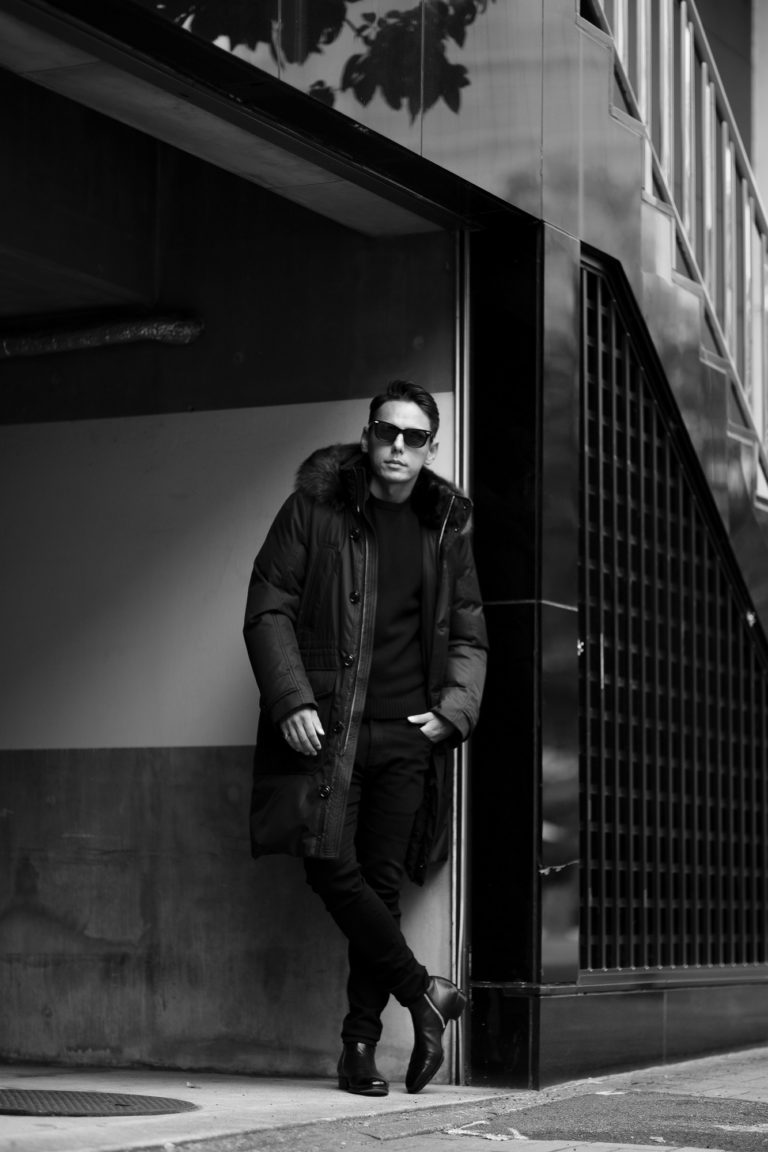 MOORER (ムーレー) SAPPORO-GF (サッポロ) ホワイトグースダウン ナイロン ダウンジャケット NERO (ブラック ...