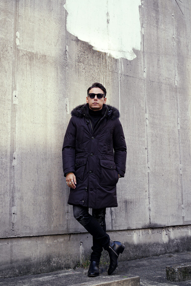 MOORER (ムーレー) SAPPORO-GF (サッポロ) ホワイトグースダウン ナイロン ダウンジャケット NERO (ブラック ...