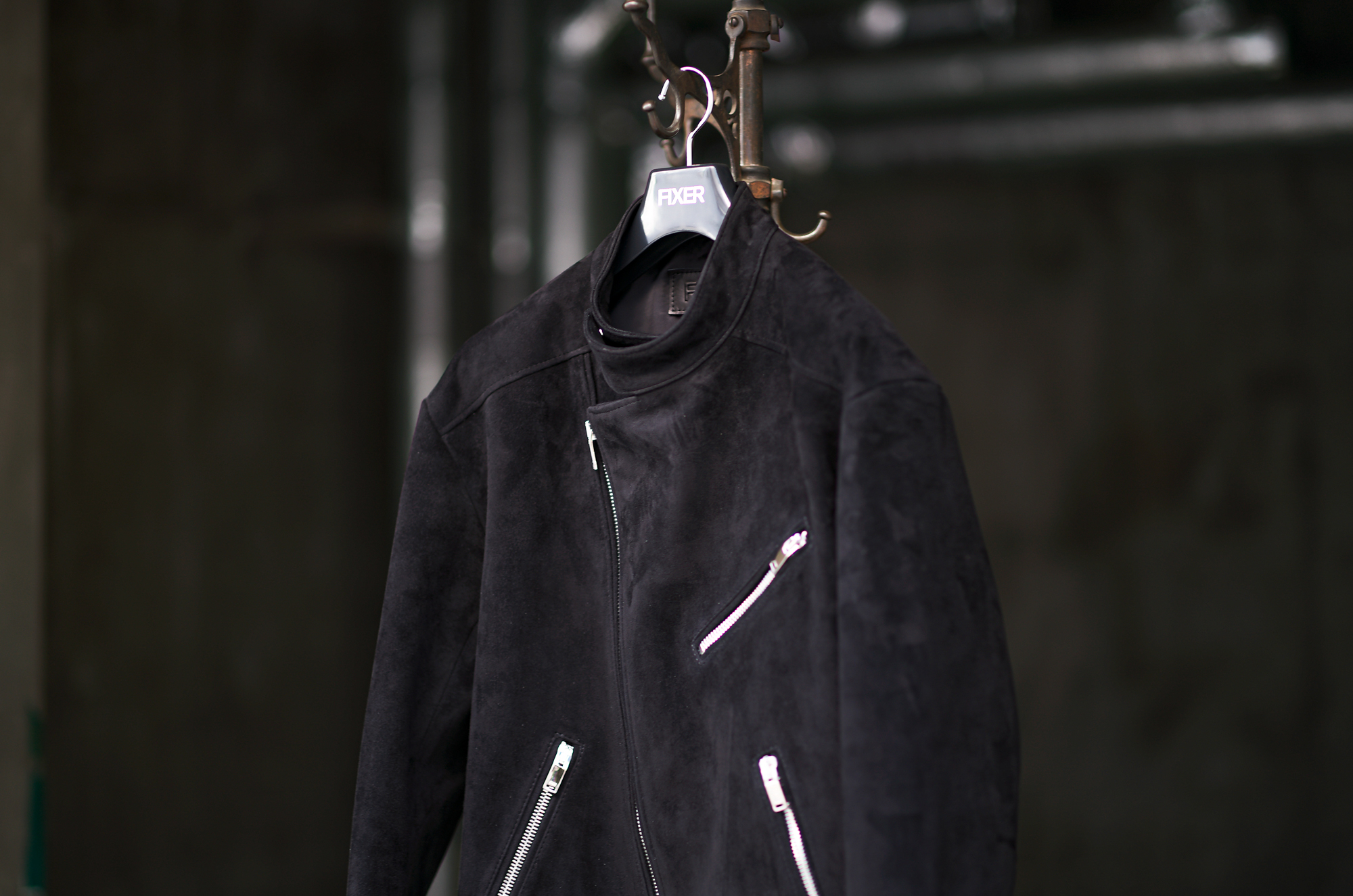 FIXER F1 DOUBLE RIDERS Cashmere Suede Leather BLACK 【ACTION PLEATS ...