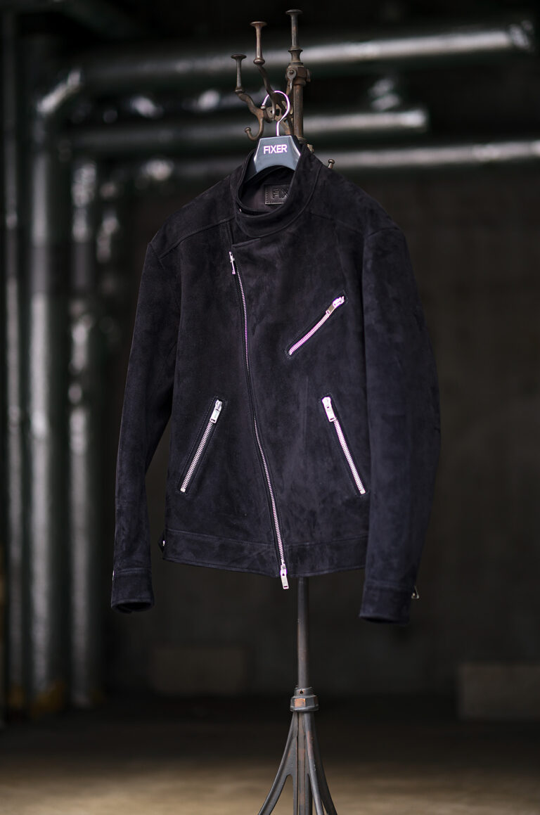 FIXER F1 DOUBLE RIDERS Cashmere Suede Leather BLACK 【ACTION PLEATS ...